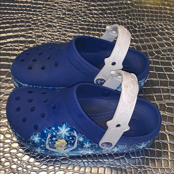 CROCS | Shoes | Frozen Elsa Crocs Kids Size J Blue White | Poshmark